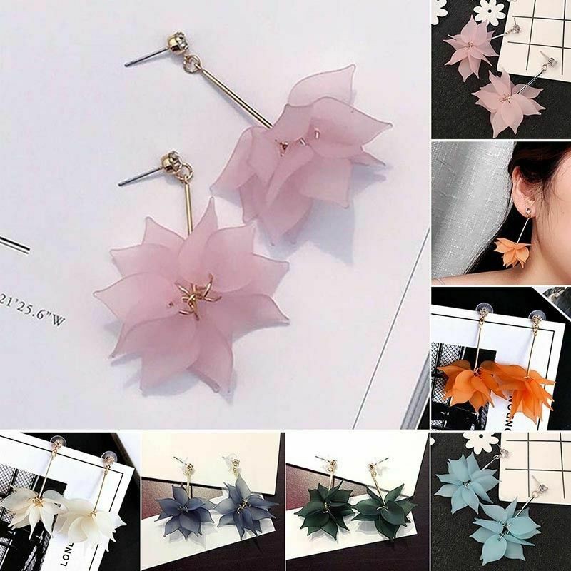 Equalistic Luxury Women Crystal Dangle Bl ear Ear Stud Solid Flowers ...