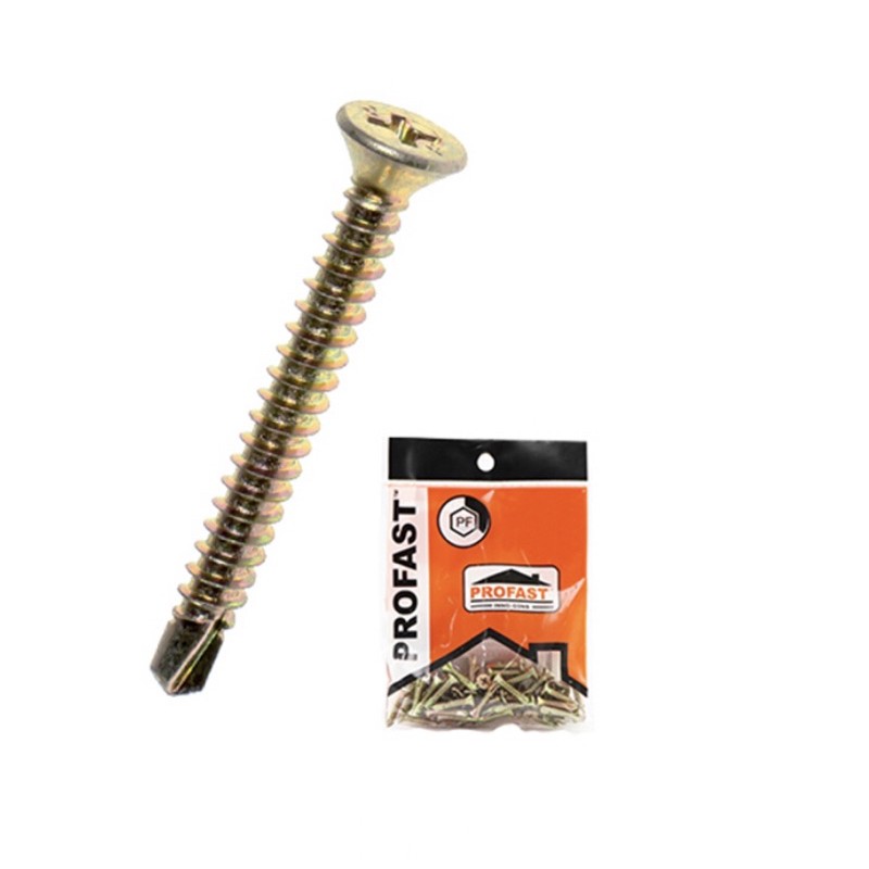 สกรูปลายสว่านสีทอง #Profast 50ตัว/ถุง | Shopee Thailand