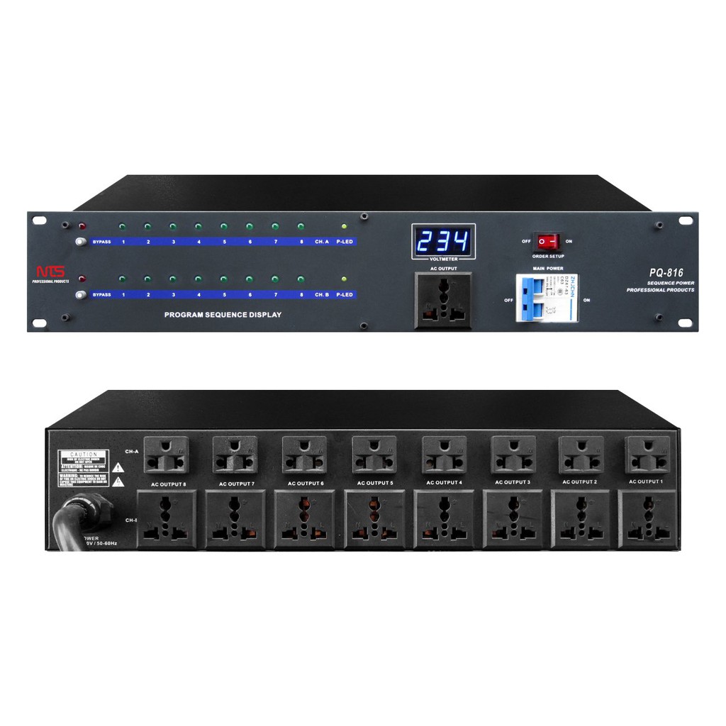NTS PQ-816 POWER BREAKER ปลั๊กไฟติดแร็ค พร้อมพาวเวอร์ซีเคว้น ปลั๊กไฟ ปลั๊ก เครื่องเสียง กันไฟยก ...