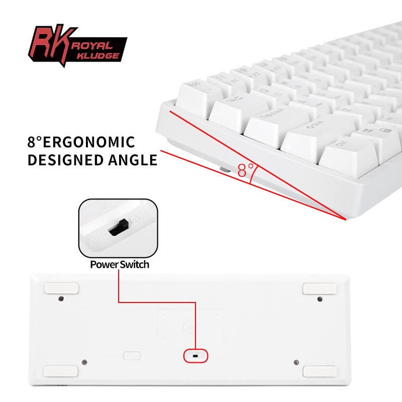 RK61 Royal Kludge Bluetooth 3.0 USB C Dual Mode RGB Backlit Mechanical Keyboard - swjlfpkbxl ...