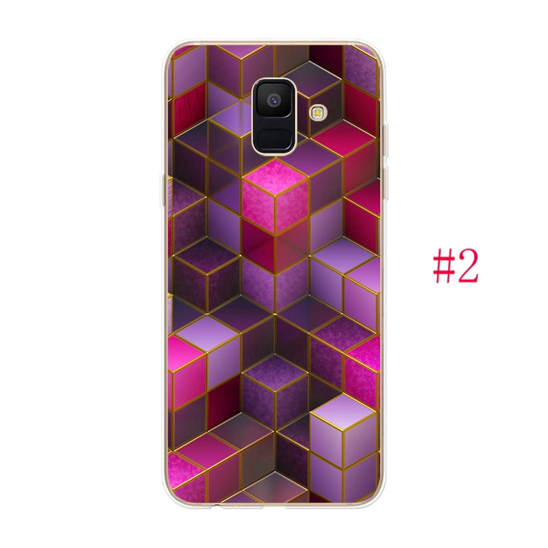 เคสโทรศัพท์มือถือ Samsung A6 A6 A8 A8 Plus A7 A9 2018 ปลอก TPU อ่อน สีลวดลายสี่เหลี่ยมจัตุรัส ...