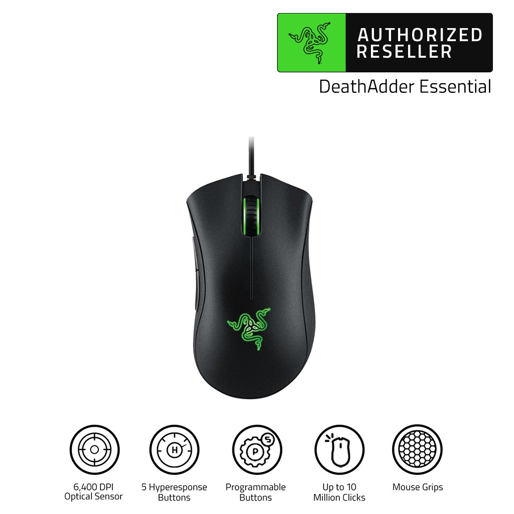 Razer DeathAdder Essential Wired Gaming Mouse 6,400DPI Optical Sensor ...