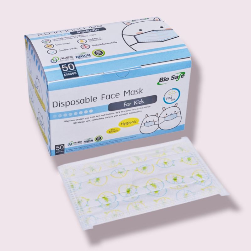 พร้อมส่ง หน้ากากอนามัย เด็ก Biosafe 50 ชิ้น ต่อ กล่อง หน้ากาก ผู้หญิง แมส mask หน้ากากอนามัย แมช ...