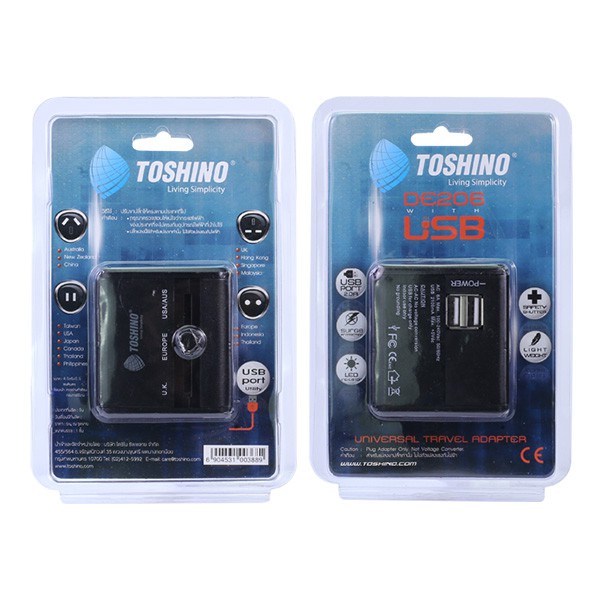 Toshino ปลั๊กแปลง Travel Adapter 4in1 2 USB รุ่น DE-206 - toshinoshop ...