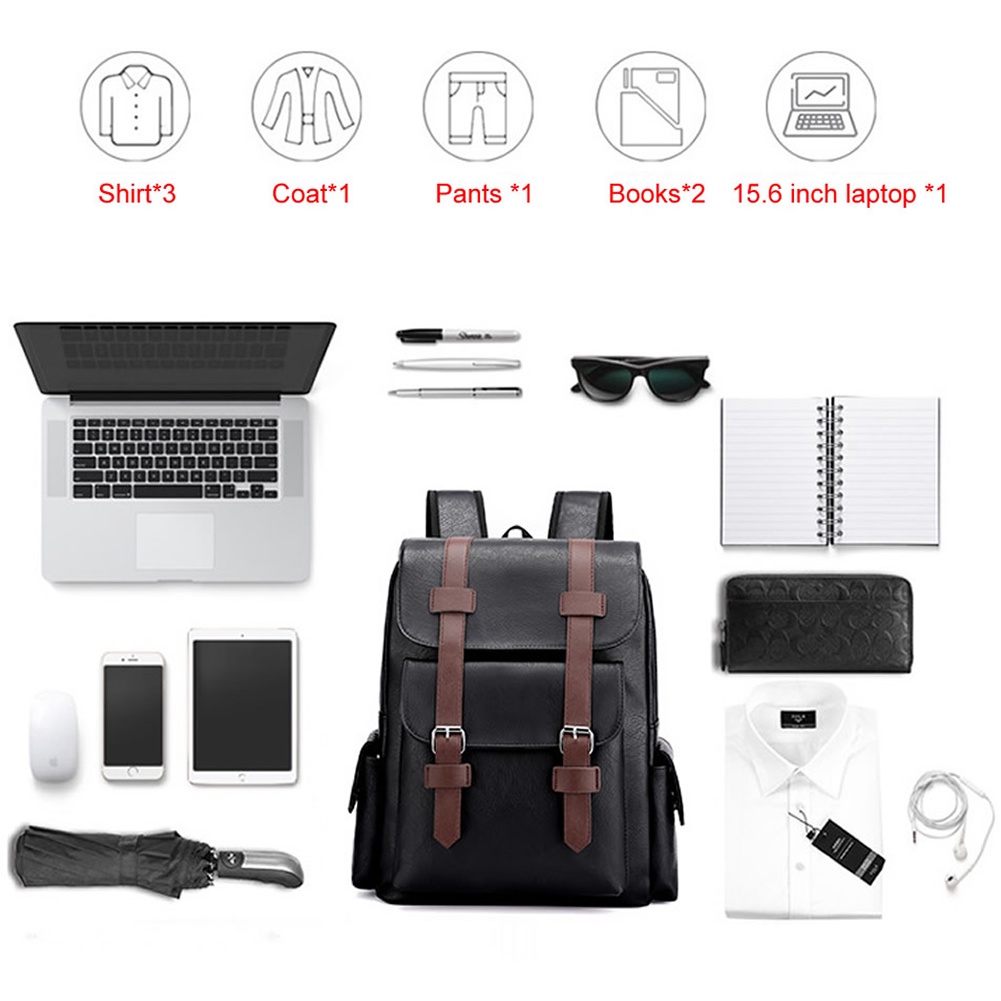 BGNWXY Korean Version College Style PU Soft Leather Backpack Large ...