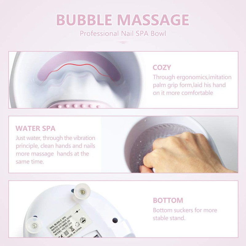 Electric Nail Soaking Bowl Vibration Spa Massage Soak Soothing Relaxing ...