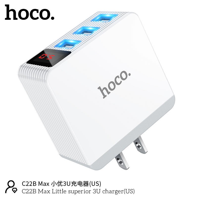 HOCO C22B MAXหัวชาร์จพร้อมา่ยชาร์จเร็ว5A 3USB LED รุ่นใหม่ล่าสุด พร้อม ...