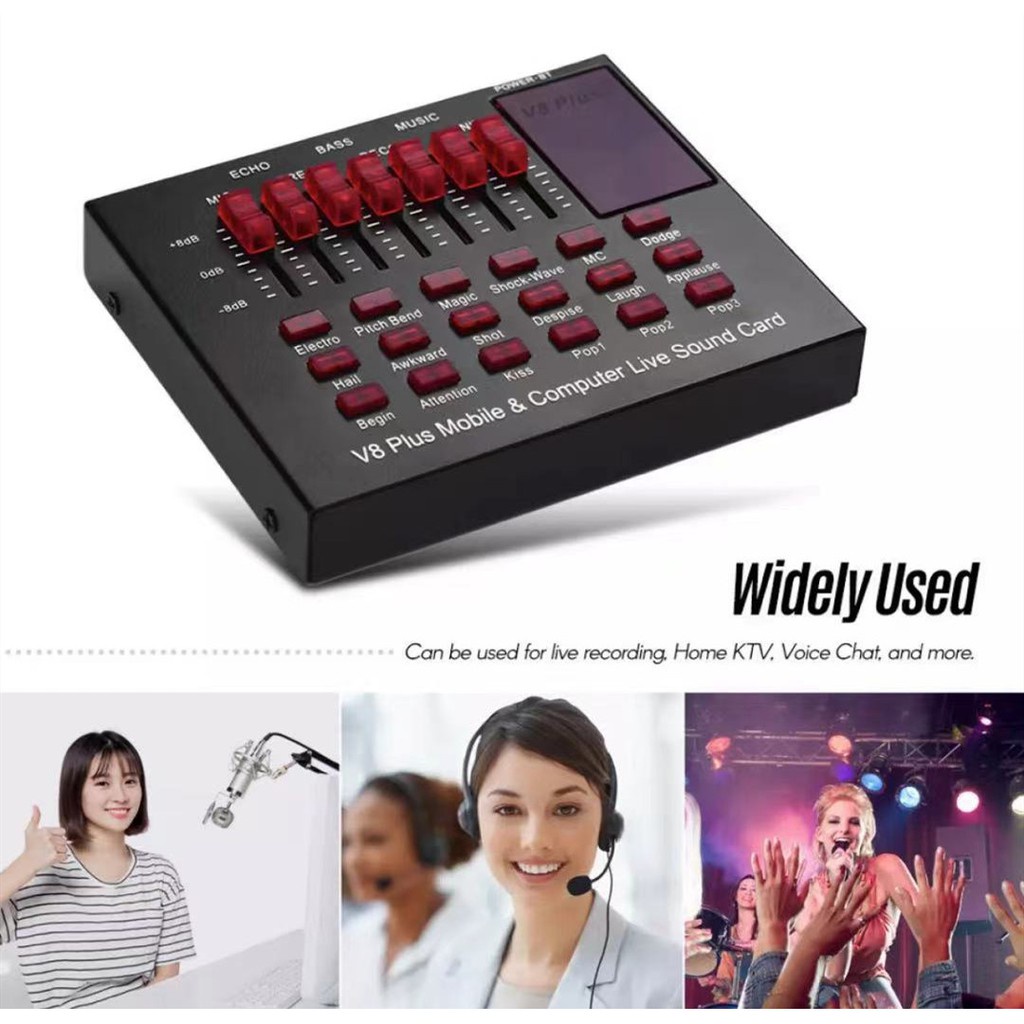 V8 PLUS Audio Live Sound Card for Phone Computer USB Headset Microphone ...
