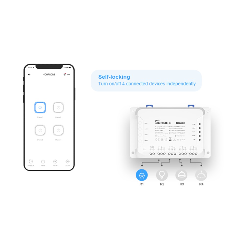Sonoff 4CH R3 /4CH PRO R3 4 Gang Smart WIFI Switch 433MHZ Din Rail ...