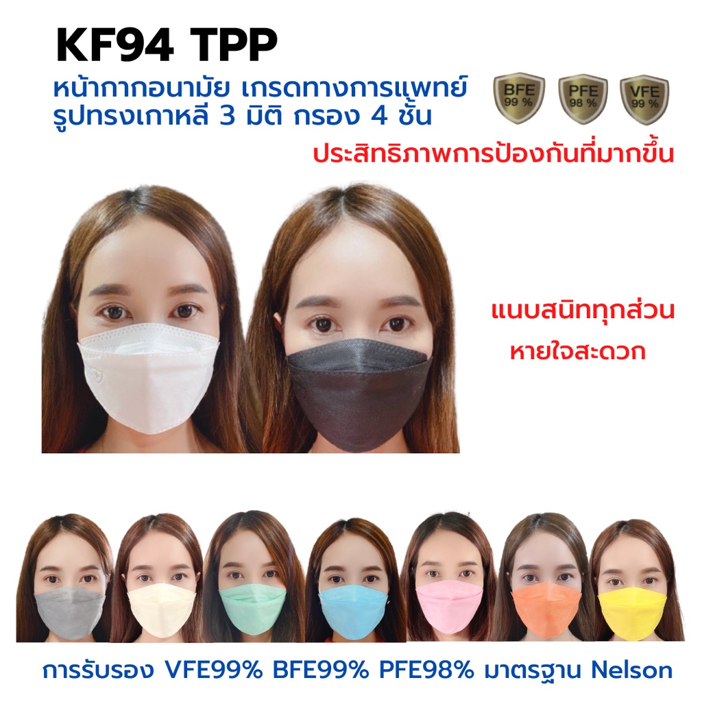 New TPP KF94 MasK ถุงซิปล็อค 1 แพค 10 ชิ้น เกรดทางการแพทย์ มี อย. หน้ากากอนามัยทรงเกาหลี แมสทรง ...