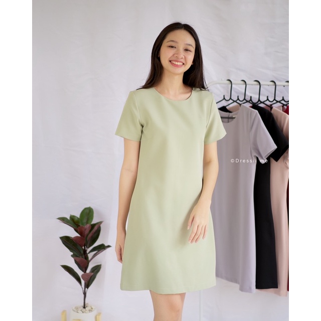 Basic Me dress เดรสคอกลมแขนสั้น ทรง A มีให้เลือกหลายสี หลายไซด์ ( รบกวน ...