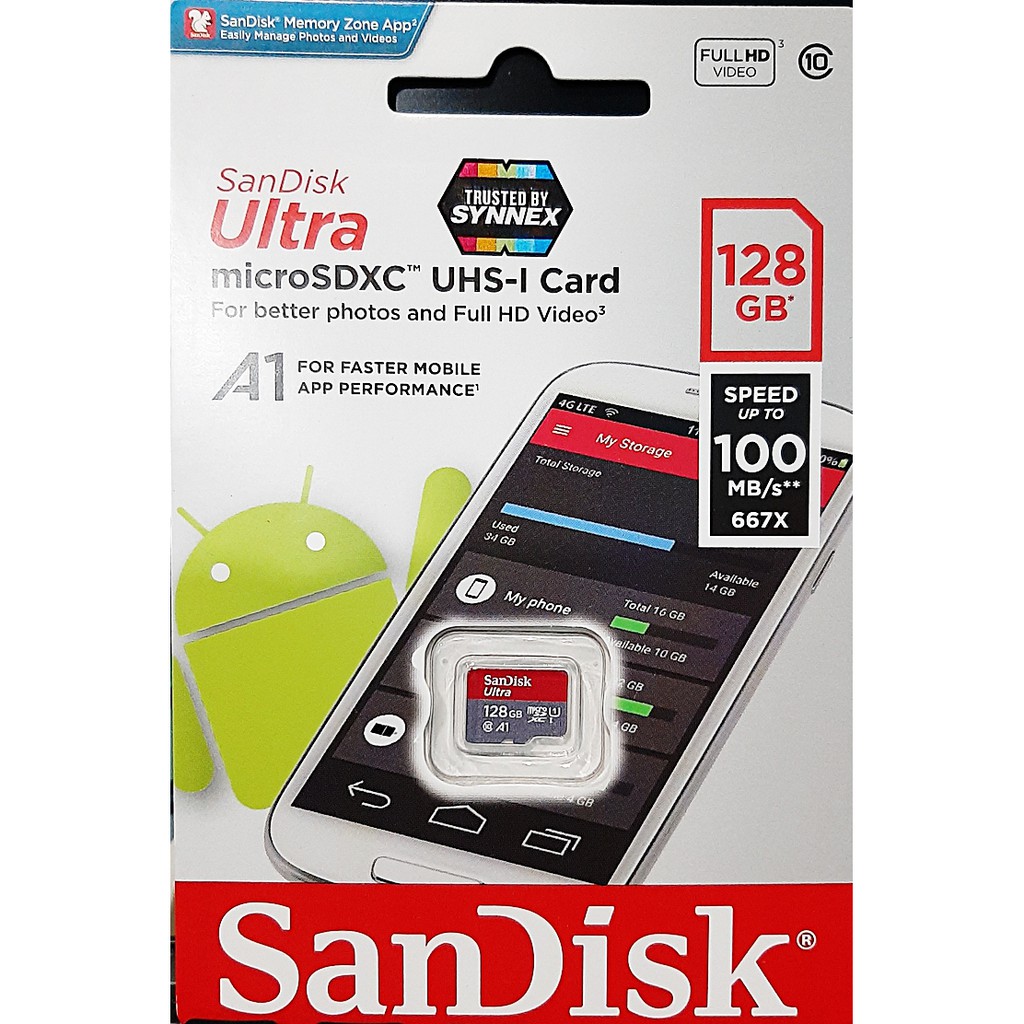 Sandisk MicroSD Ultra 128GB-512GB 100MBs A1 ไม่มี Adapter ประกัน Synnex ...