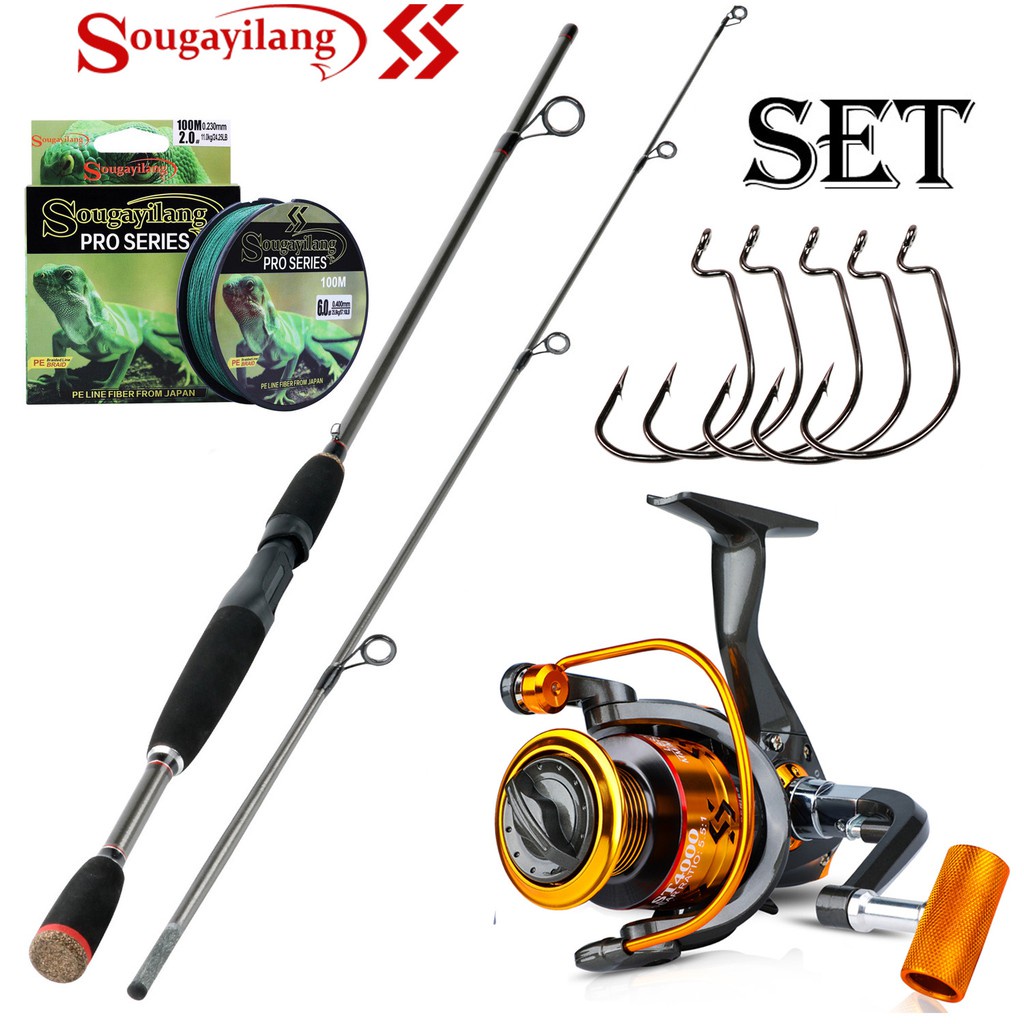 Sougayilang 1.8m Spinning Fishing Rod and Reel Set 1000-2000-3000-4000 Spinning Fishing Reel ...