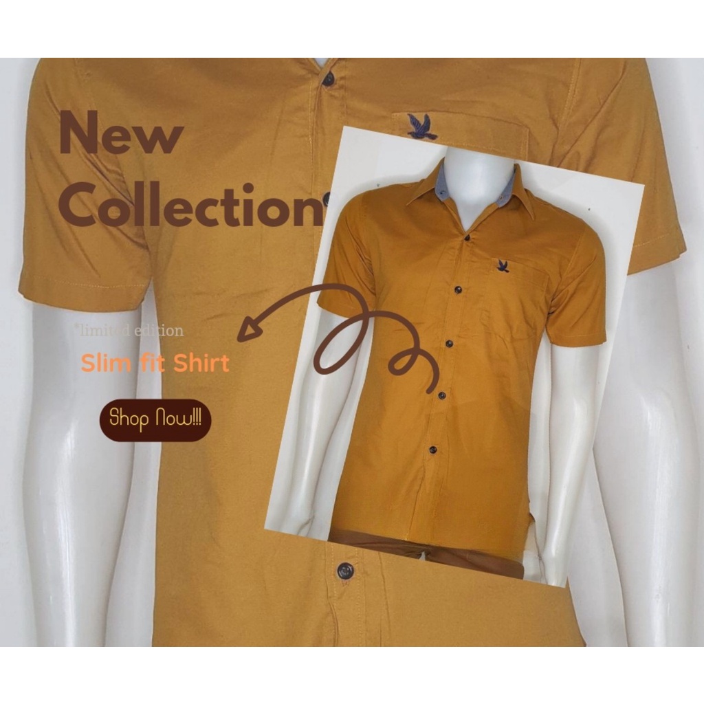 เสื้อเชิ้ตคอปกแขนสั้น สีเหลืองมัสตาร์ด - kop.pop - ThaiPick