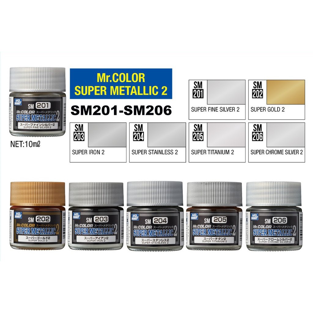 Mr Color Super Metallic 2 Mr Hobby 10ml SM201 - SM206 Model Kit Gunpla ...