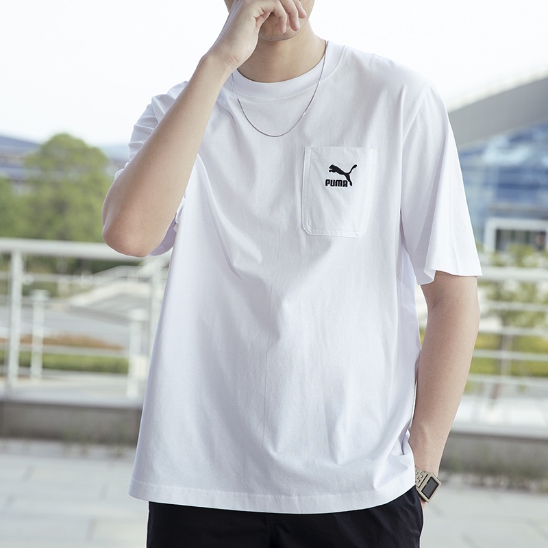 PUMA Puma men s 2022 summer new sports casual pocket round neck cotton ...