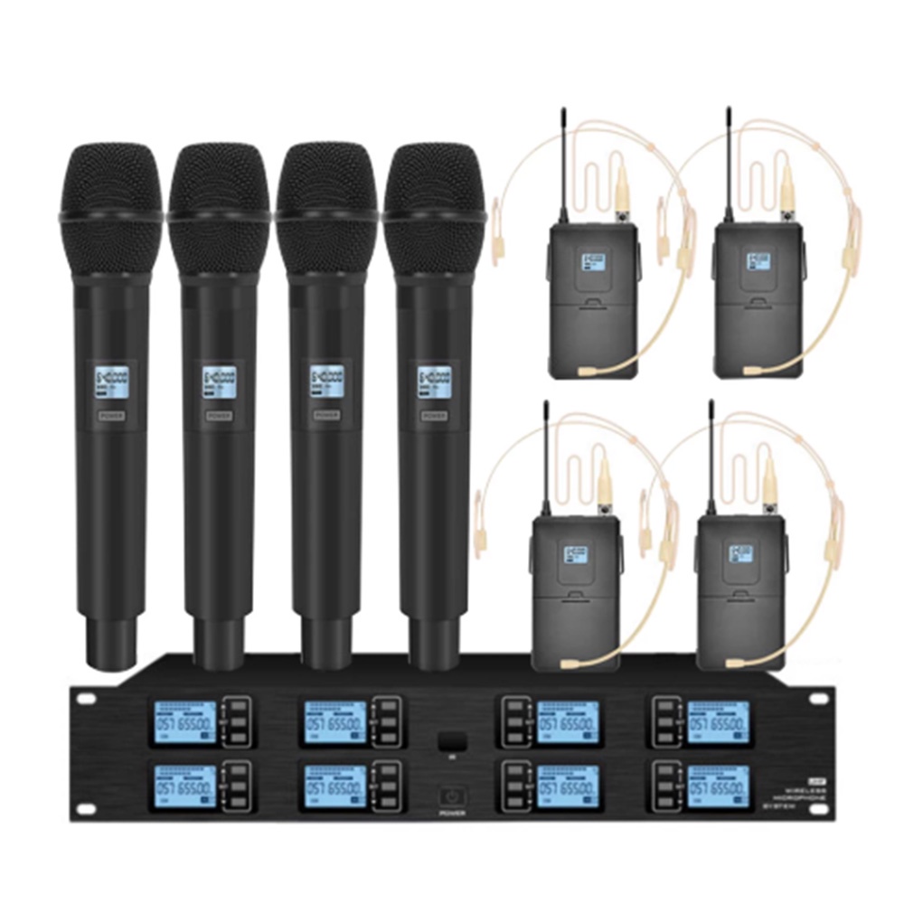 BProfessional UHF wireless microphone 8 channel handheld microphone ...