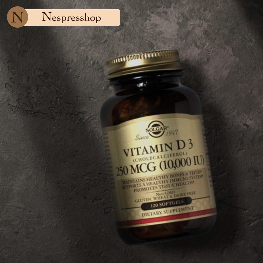 พร้อมส่ง +++ Solgar, Vitamin D3 (Cholecalciferol), 250 mcg, 10,000 IU, 120 Softgels | Shopee ...