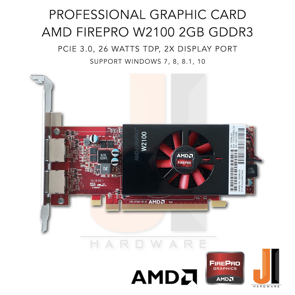 Professional Graphic Card AMD FirePro W2100 2GB 128-Bit GDDR3 (มือสอง ...