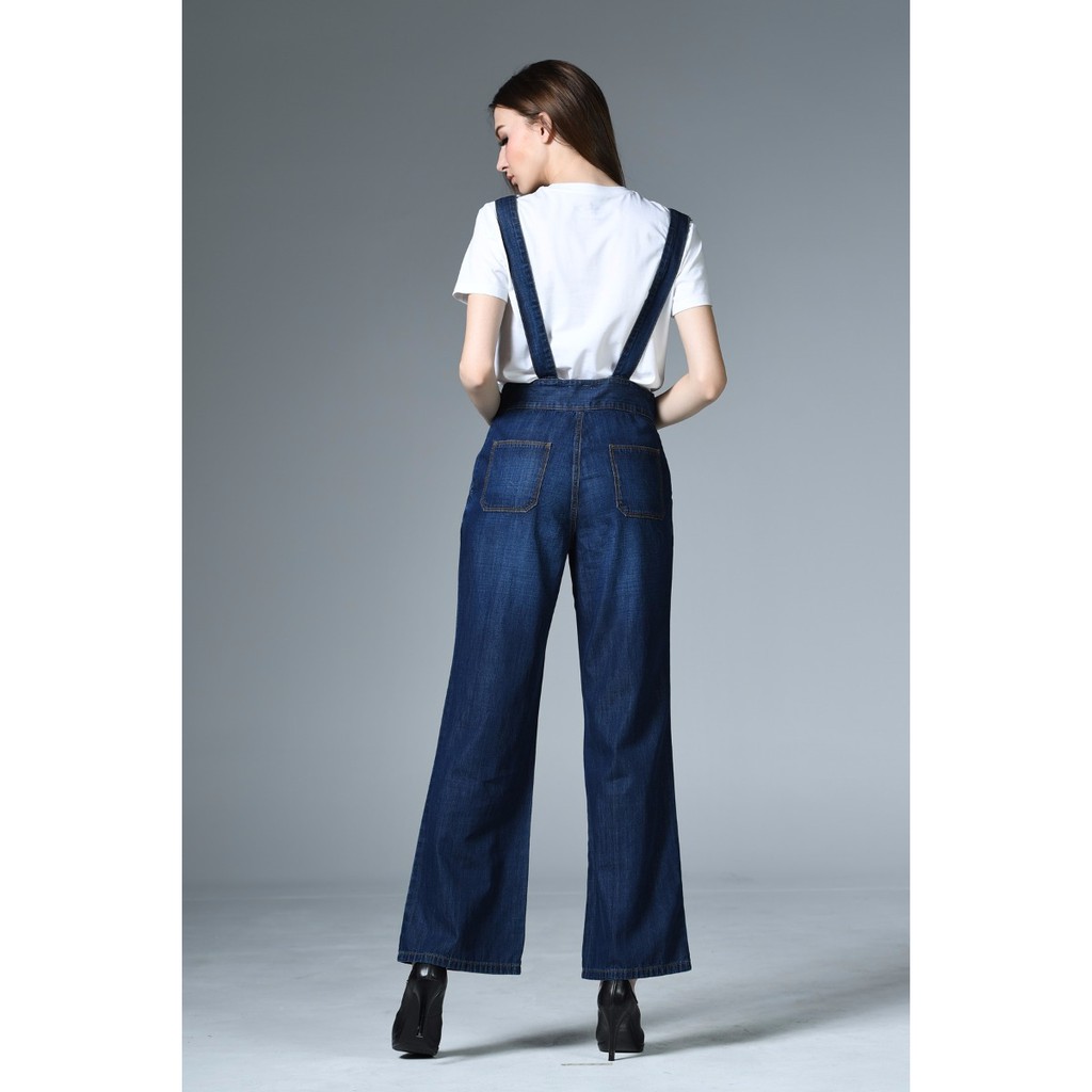 Mc Jeans จั๊มสูทยีนส์ขายาว McLady เอี๊ยมกางเกงขาบาน เอวสูง สียีนส์ สัมผัสนุ่ม สวมใส่สบาย LAE2044 ...