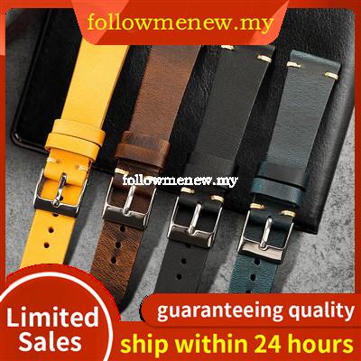 Soft and hand-fit DW leather strap 18 20 22MM men's first layer cowhide ...