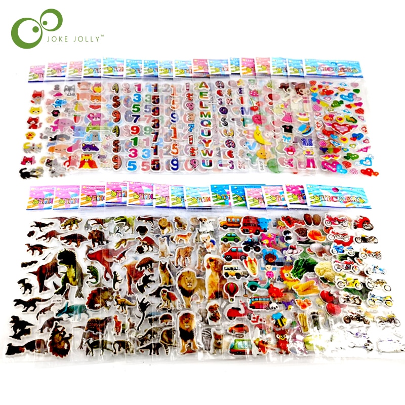 25 Sheets 3D Cartoon Stickers Waterproof Bubble PVC DIY Sticker ...