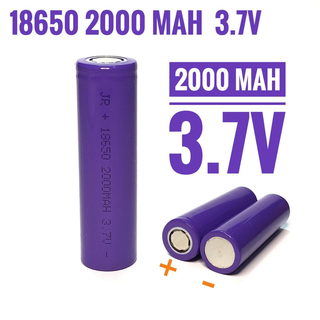 ถ่านชาร์จ 18650 2000 mAh 3.7 V ไฟเต็มแรง แบบหัวเรียบ พร้อมส่ง - maleewanthongsook - ThaiPick