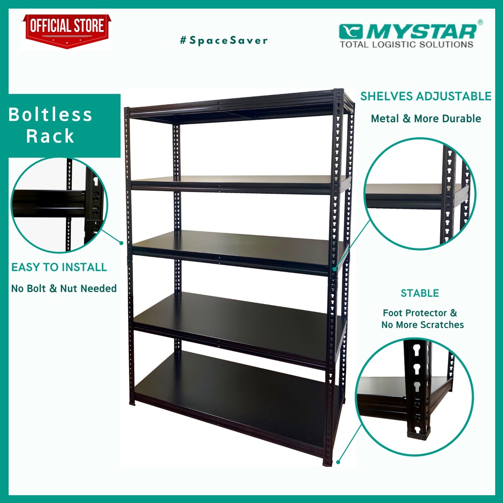 MYSTAR Boltless Rack metal shelf 35(D)x90(W)x180(H) CM 5 tier rack ...