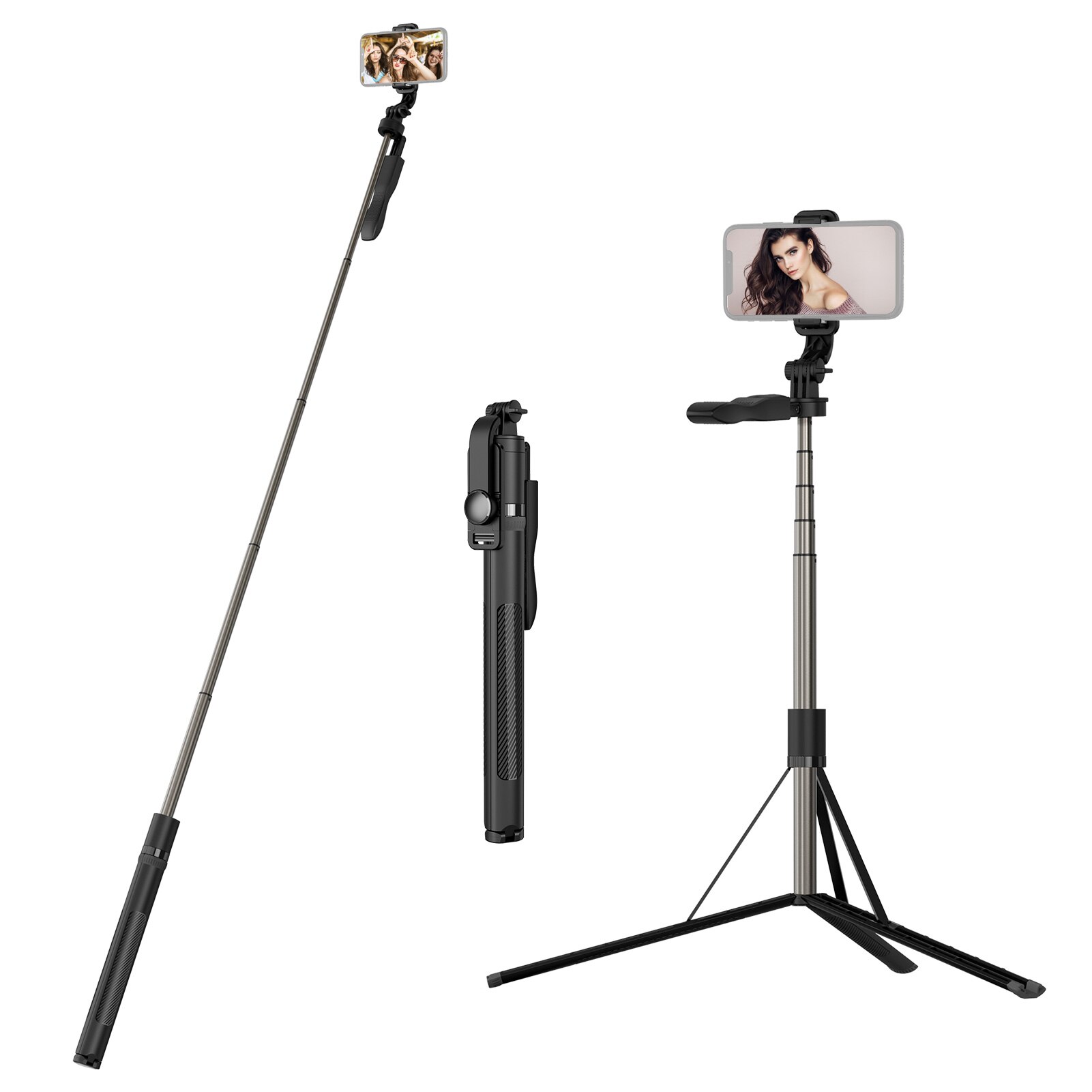 Extendable Selfie Stick Tripod w/ Balance Handle BT Remote Compatible ...