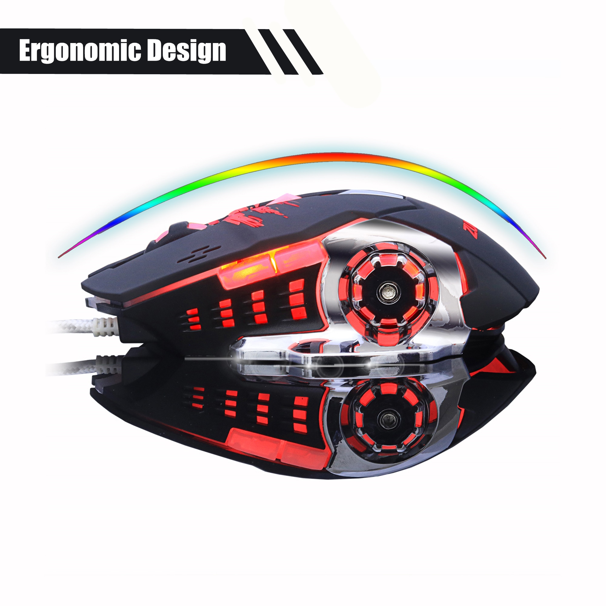 Ergonomic USB Wired Gaming Mouse 7 Button LED Computer Gamer Optical Mouse With RGB Backlight ...