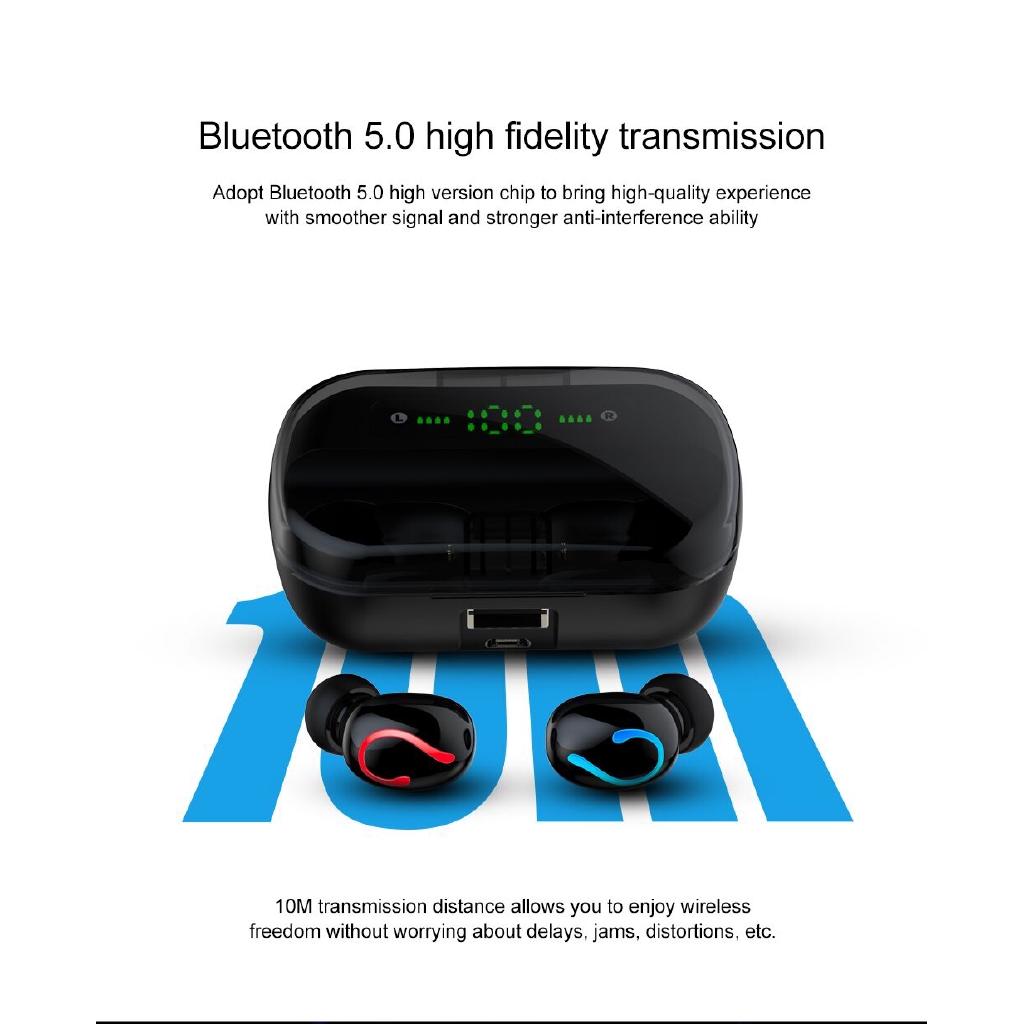 q61 tws หูฟังไร้สายบลูทูธ 5 . 0 earbuds led ipx 7 3500 mah พร้อมเคส ...