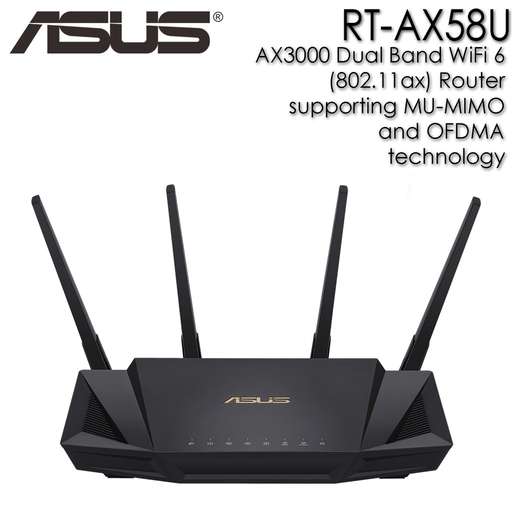 ROUTER (เราเตอร์) ASUS (RT-AX58U) AX3000 DUAL BAND WI-FI 6 Warranty 3 ...