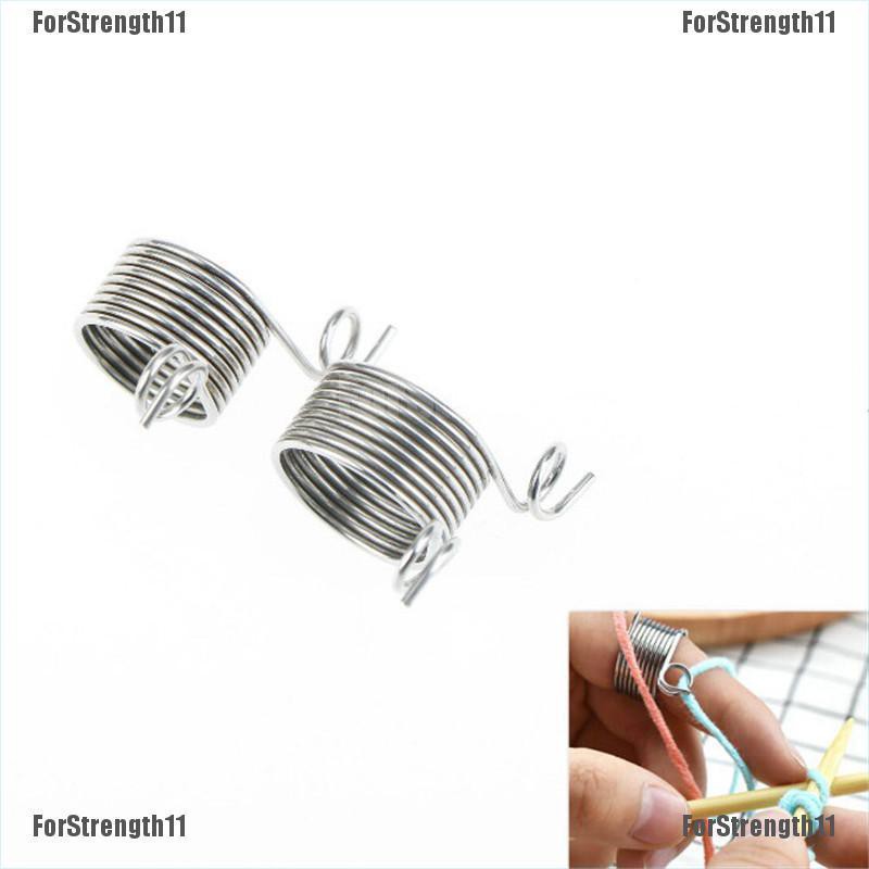 FOR 2 Size Ring Knitting Tools Finger Wear Thimble Yarn Spring Guides ...