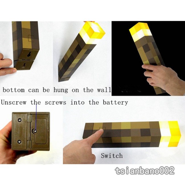 Light Up Torch 28CM High Brightness LED Minecraft Hand Held or Wall ...