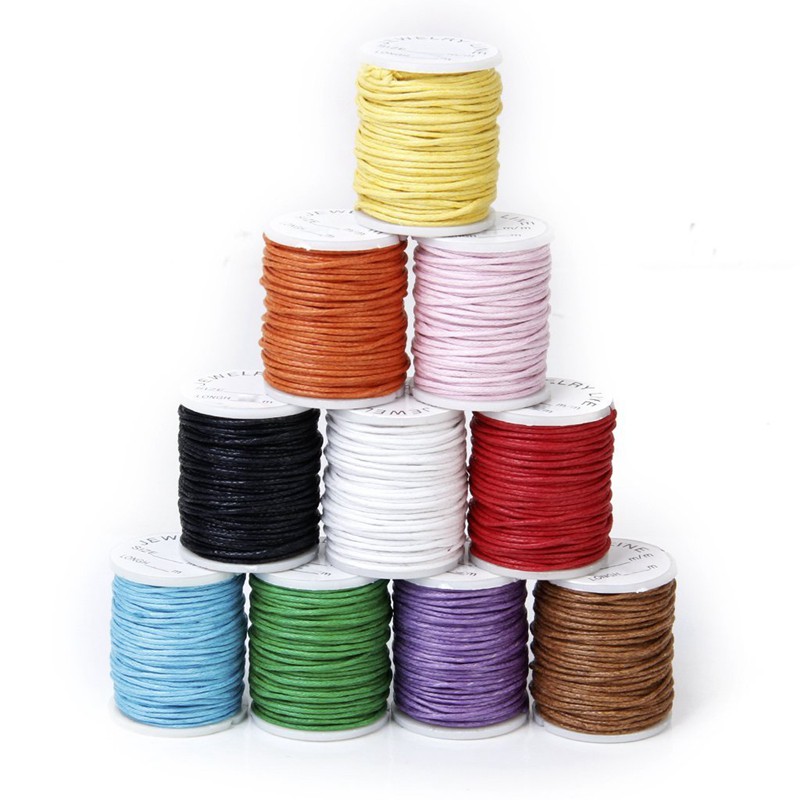 10 Rolls Color Mixed Cord Cotton Wax String 1mm wire for Pearl ...