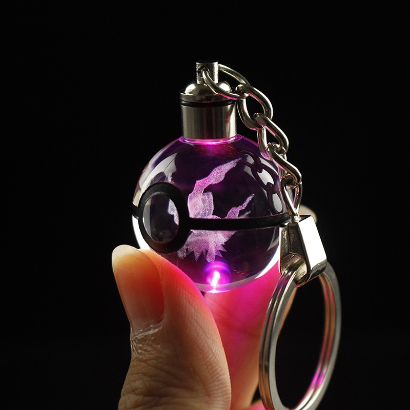 ลูกบอลคริสตัลCrystal Keychain 3D Laser Engraving Poke Ball Key Ring ...