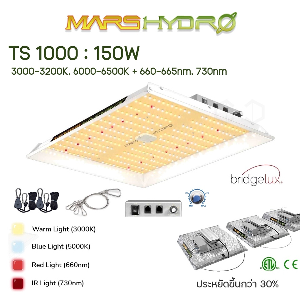 ส่งฟรี Mars hydro TS1000 150W Full Spectrum with IR Grow Light ไฟปลูก ...