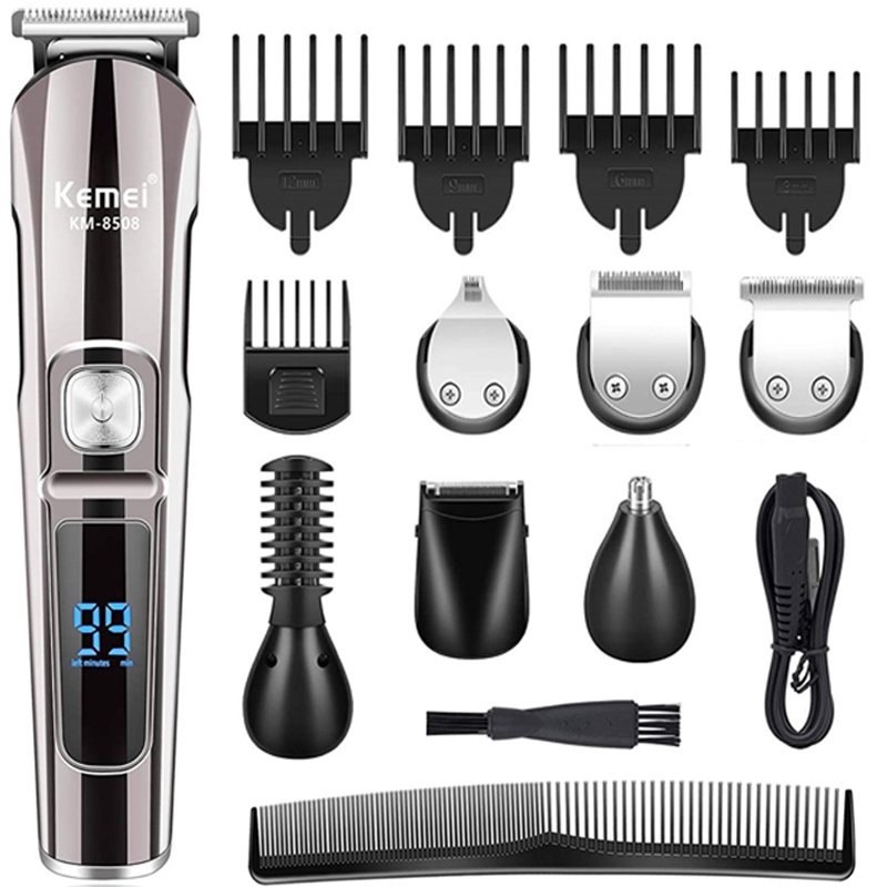 Kemei Professional Hair Trimmer Waterproof 6 in 1 Hair Clipper Electric ...
