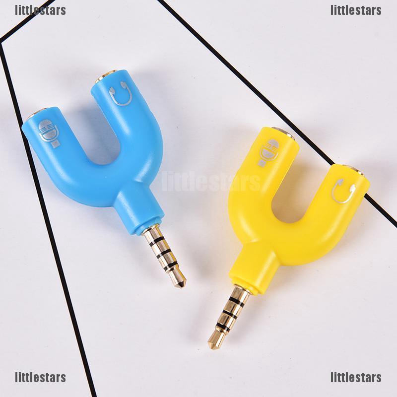3.5mm U Shape Stereo Splitter Audio to Mic & Headset Jack Plug Adapter ...