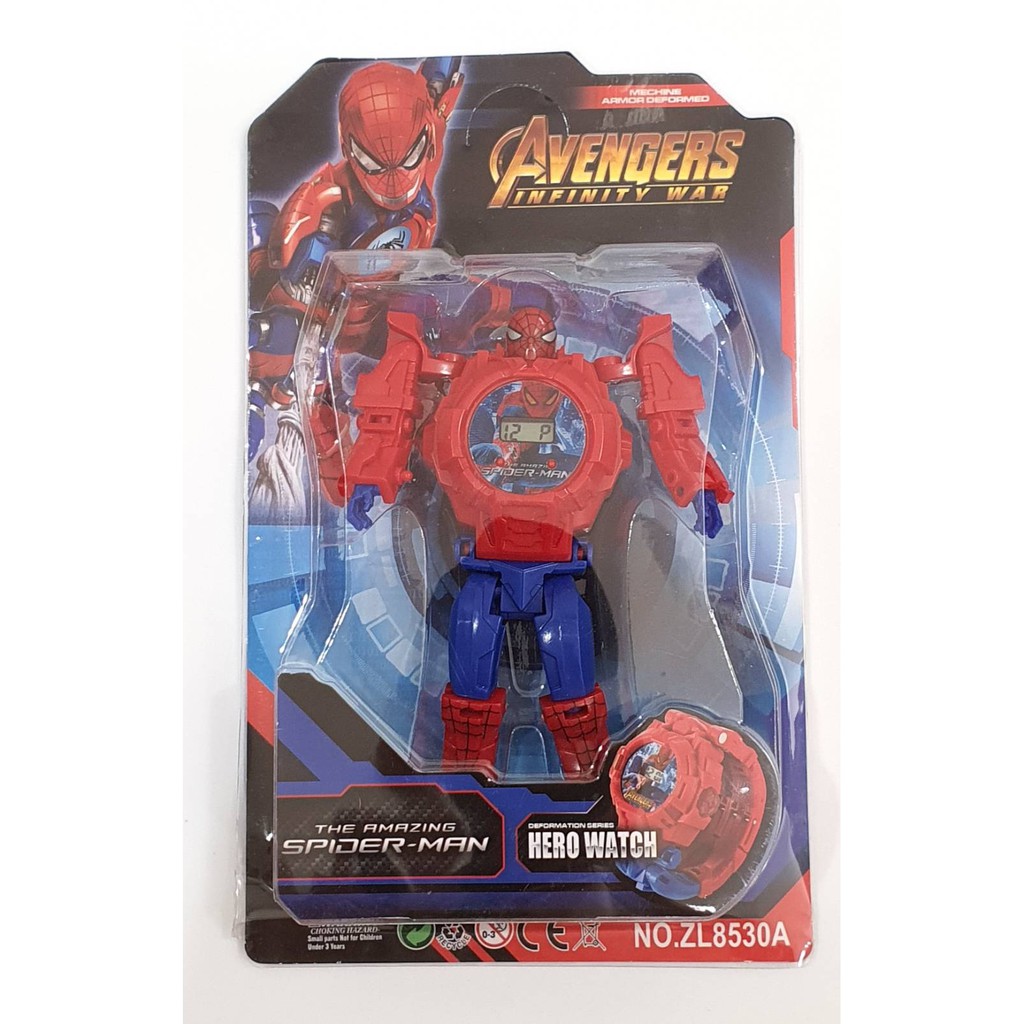 นาฬิกาเด็ก 2 IN 1 ซุปเปอร์ฮีโร่ อเวนเจอร์ นาฬิกาข้อมือ แปลงร่าง หุ่น ...