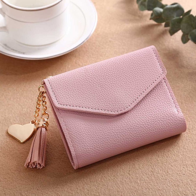 Women's Wallet Cute Student Tassel Pendant Short Wallet Trend Small ...