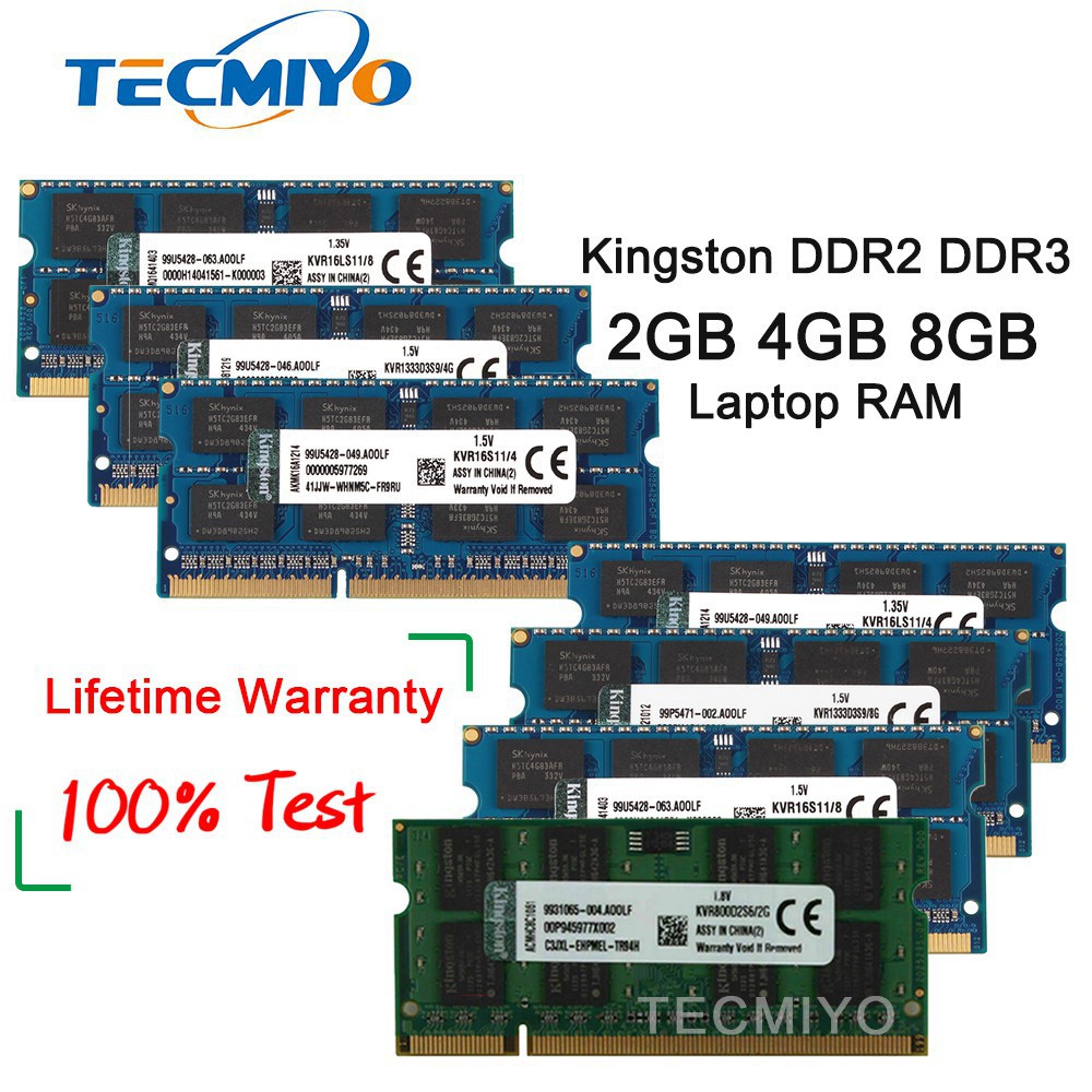 แรม Kingston 2gb, 4gb, 8gb DDR2 DDR3 DDR3L PC2 PC3 6400S 12800S 10600S 1333/1600 / 800Mhz ...