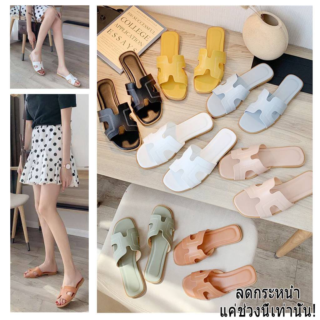 Kimi.Shop รองเท้าหนังPVC รองเท้าพร้อมส่ง รองเท้าแตะผู้หญิง รองเท้า ...