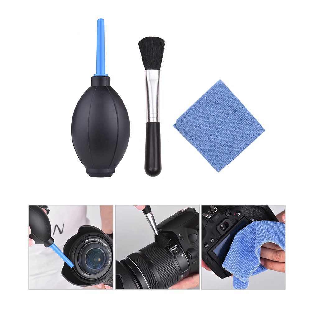 3 in 1 Dust Cleaner Camera Cleaning Kit Lens Brush+ Cleaning Cloth+ Air ...