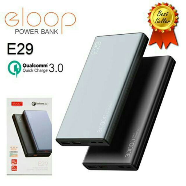 [629บ. ทักแชทรับโค้ด] Eloop E29 แบตสำรอง 30000mAh QC3.0 PD 18W ชาร์จเร็ว Power Bank Fast Quick ...