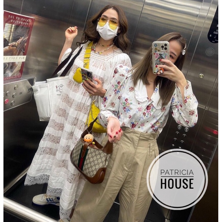 patricia House เชิ้ตครอป แขนยาว คอวี ปกระบาย - pizza_outfit - ThaiPick
