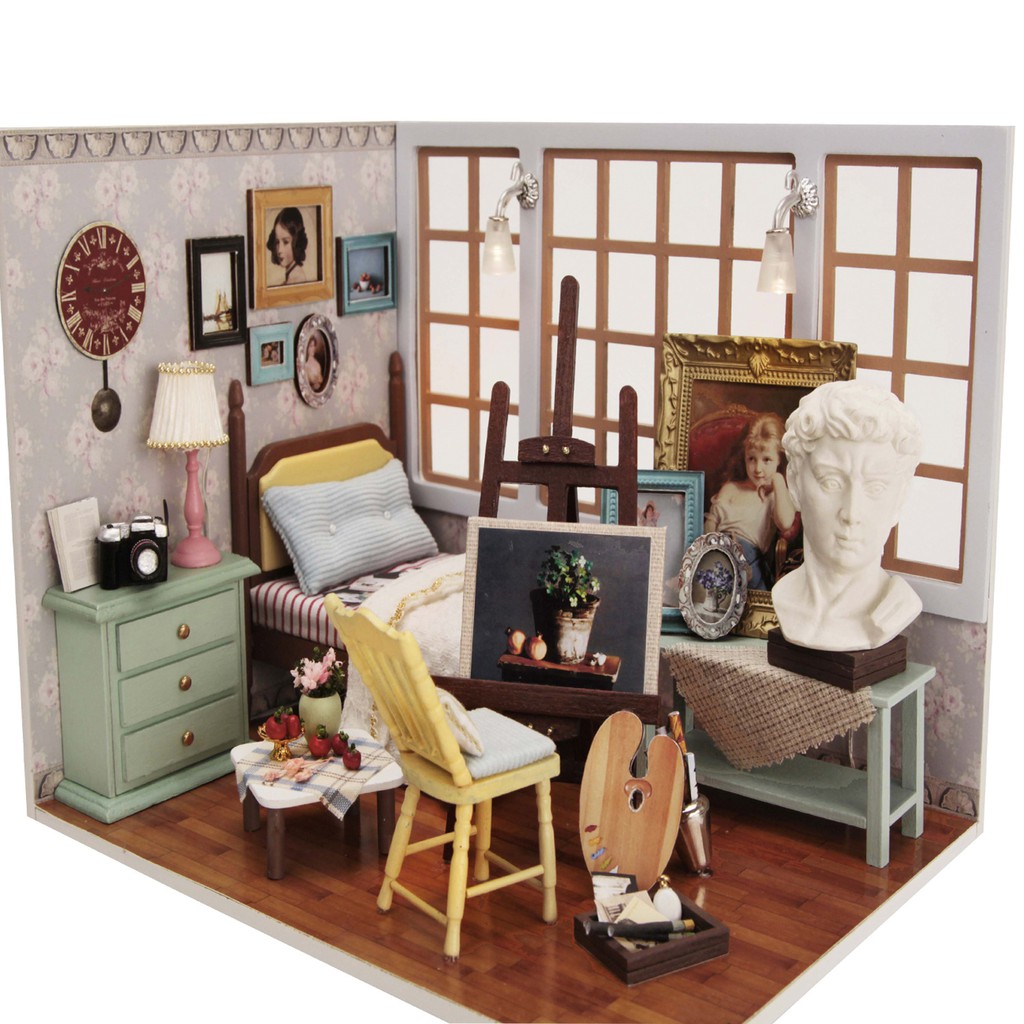 LED Studio Atelier doll house furniture diy dollhouse wood diy doll ...
