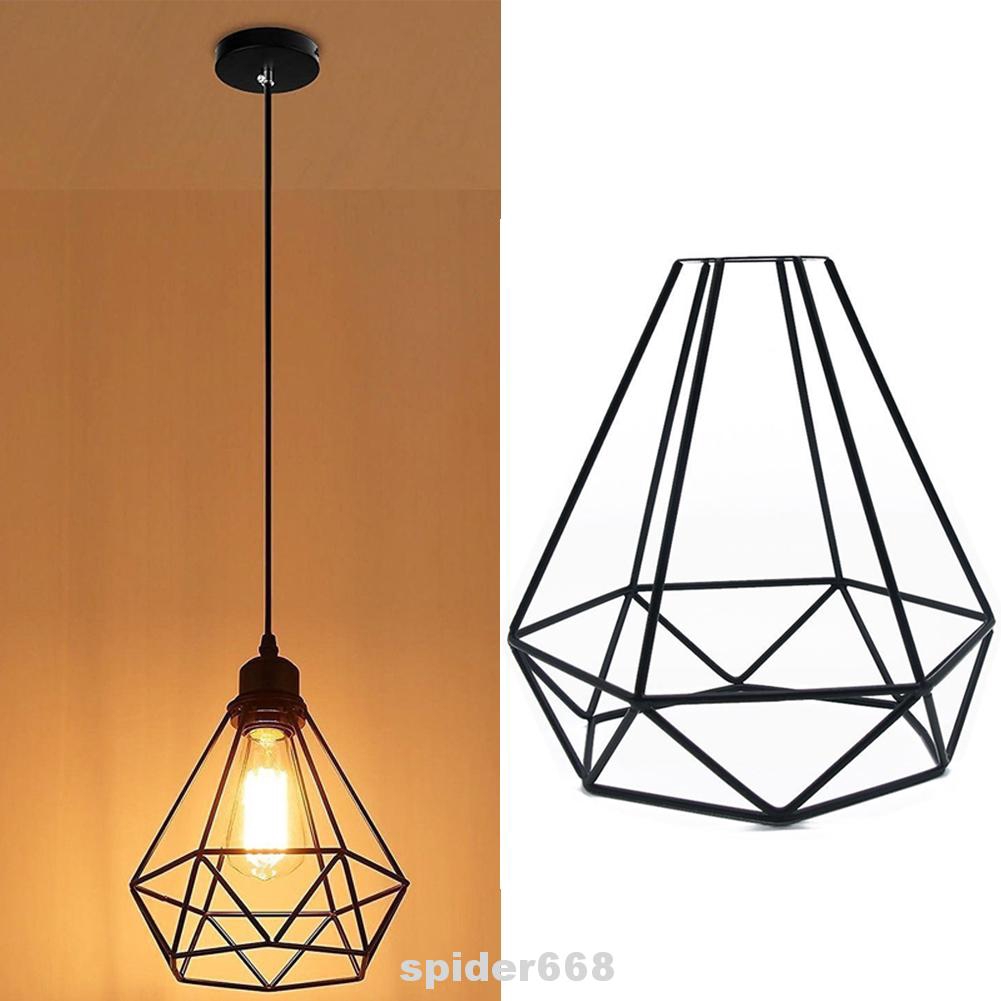 Cage Shape DIY Decorative Pendant Vintage Iron Hanging Lampshade ...