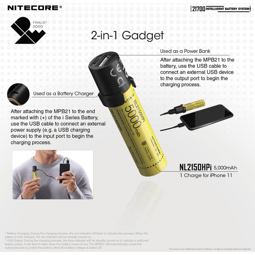 พร้อมส่ง NITECORE 21700 แบตเตอรี่อัจฉริยะระบบML21แม่เหล็กMPB21แม่เหล็ก ...
