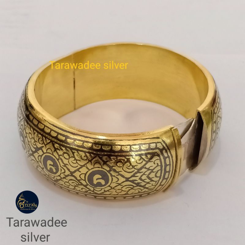 Tarawadee กำไลถมทอง กำไลข้อมือสลักลายนะโมรอบวง กำไลข้อมือนะโม กำไลถม ขนาดหน้ากว้าง2.5ซม งานช่าง ...